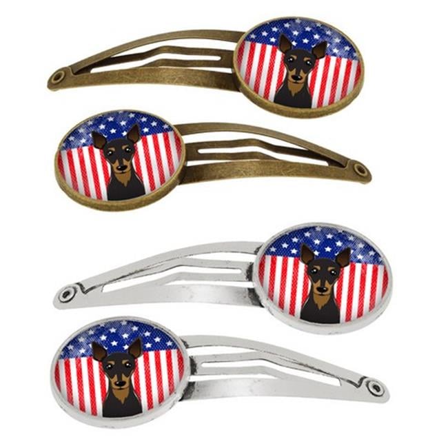American Flag & Miniature Pinscher Barrettes Hair Clips, Set of 4 ...