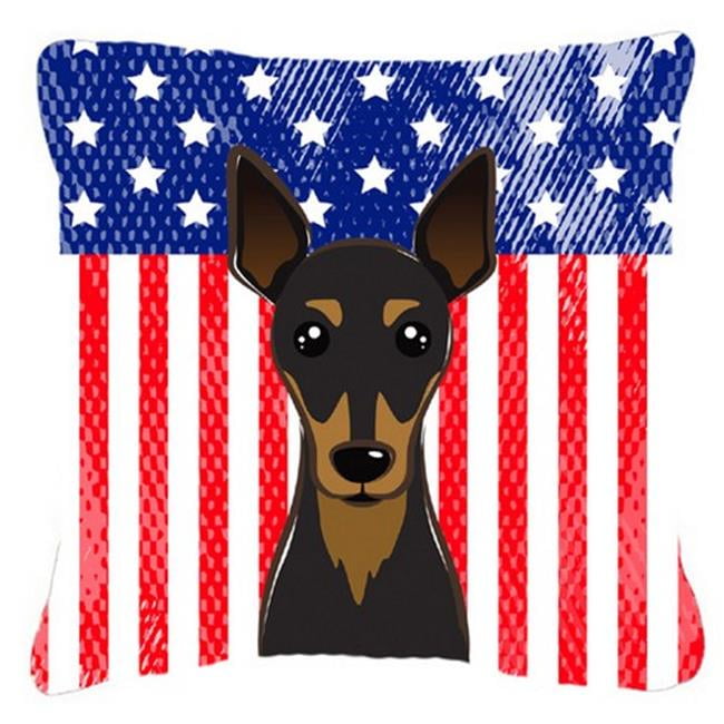 American Flag & Miniature Pinscher Fabric Decorative Pillow - 18 x 3 x ...