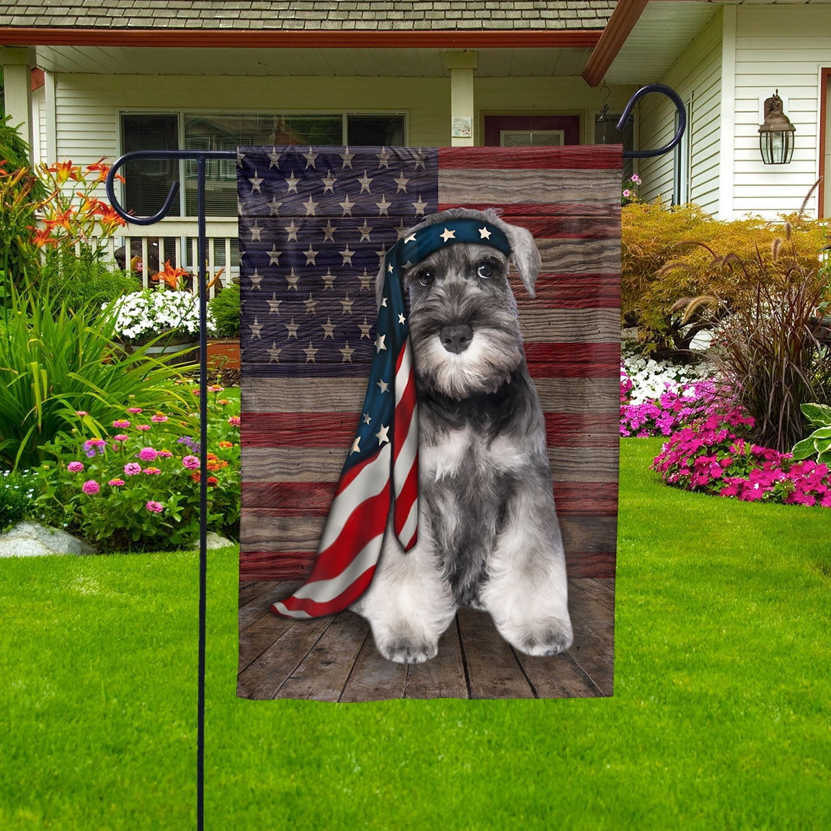American Flag Miniature Schnauzer Dog Proud Patriotic 4th of july ...