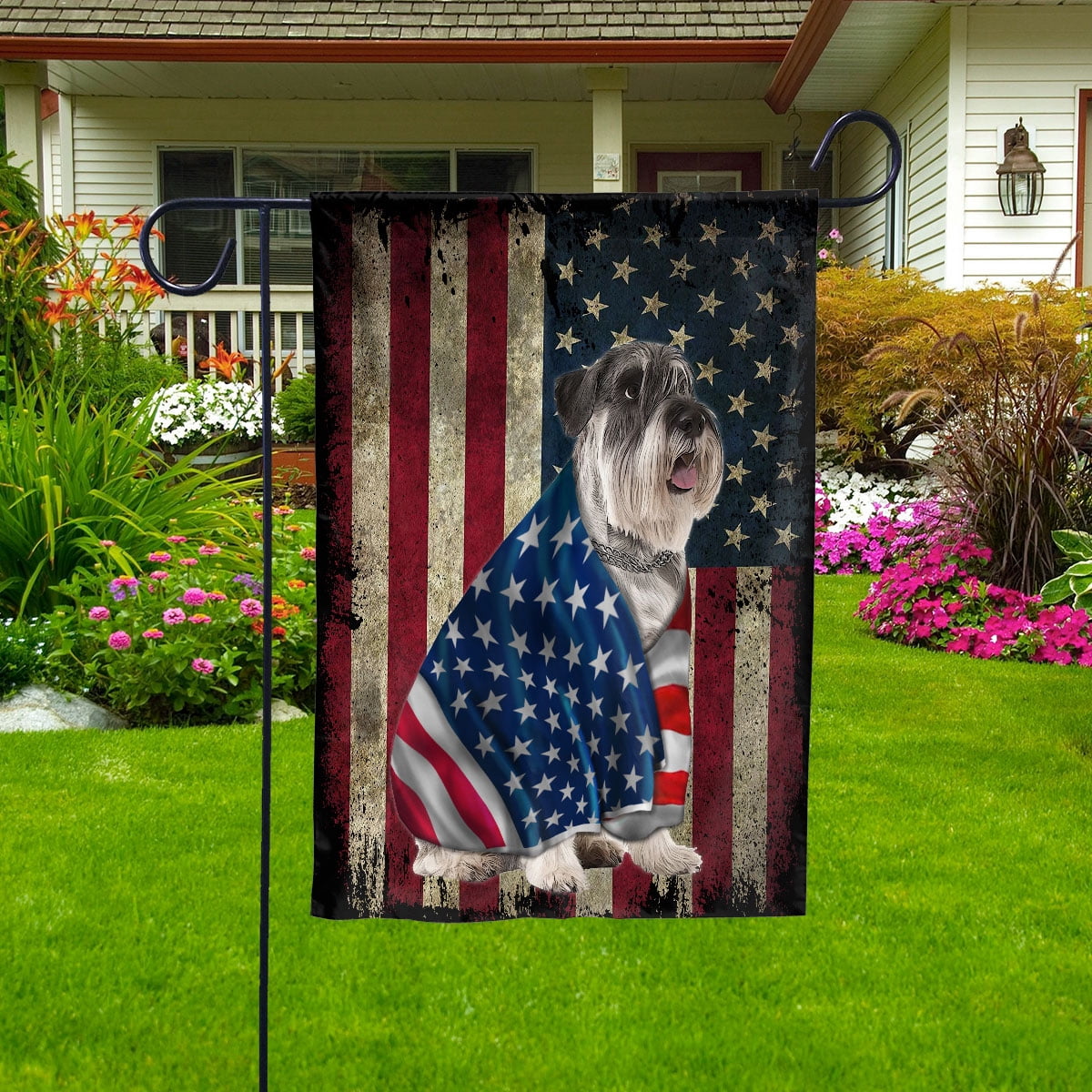 American Flag Miniature Schnauzer Dog Wearing Flag American Patriot ...