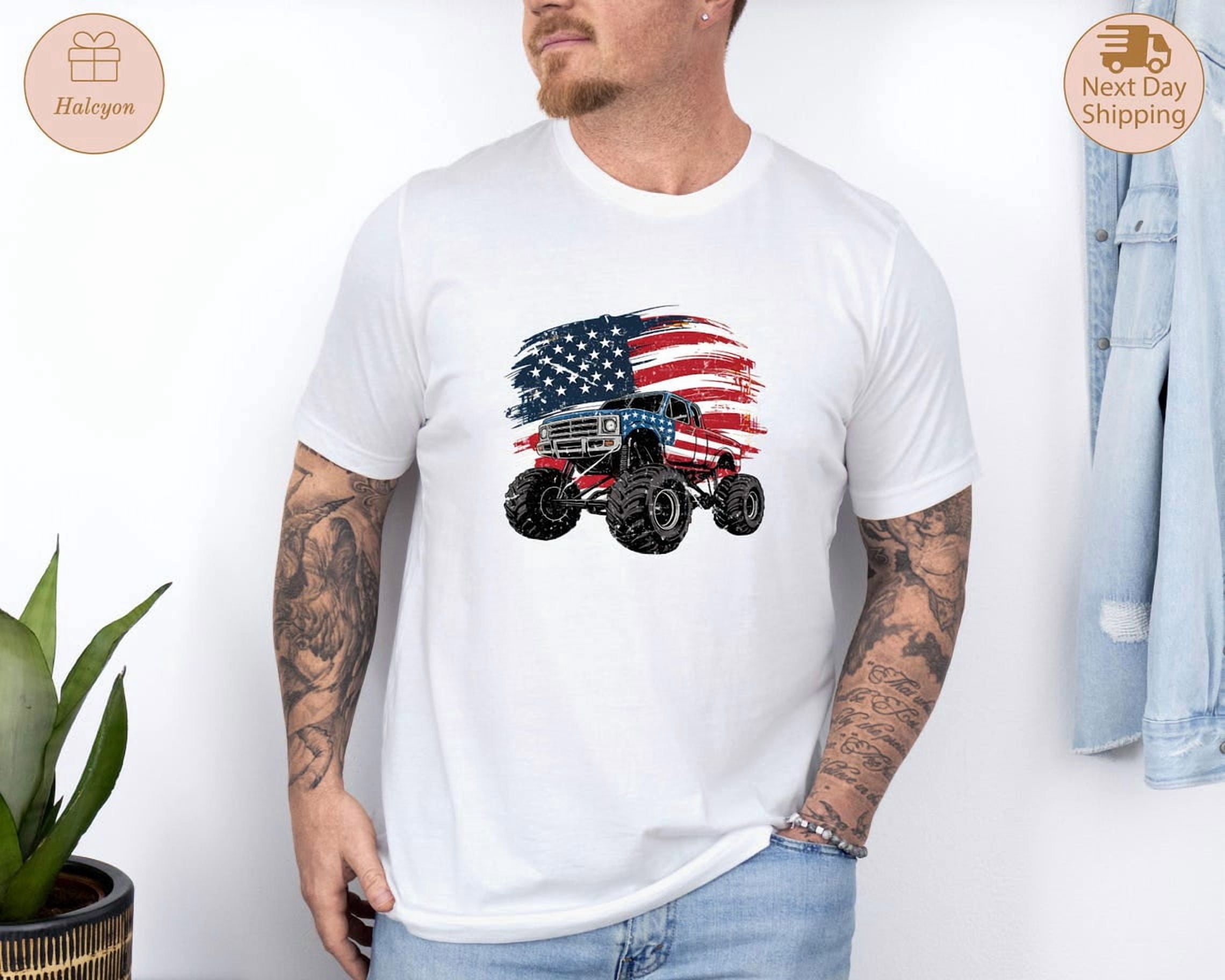 American Flag Monster Truck Shirt 250th USA Anniversary Car Sweatshirt ...
