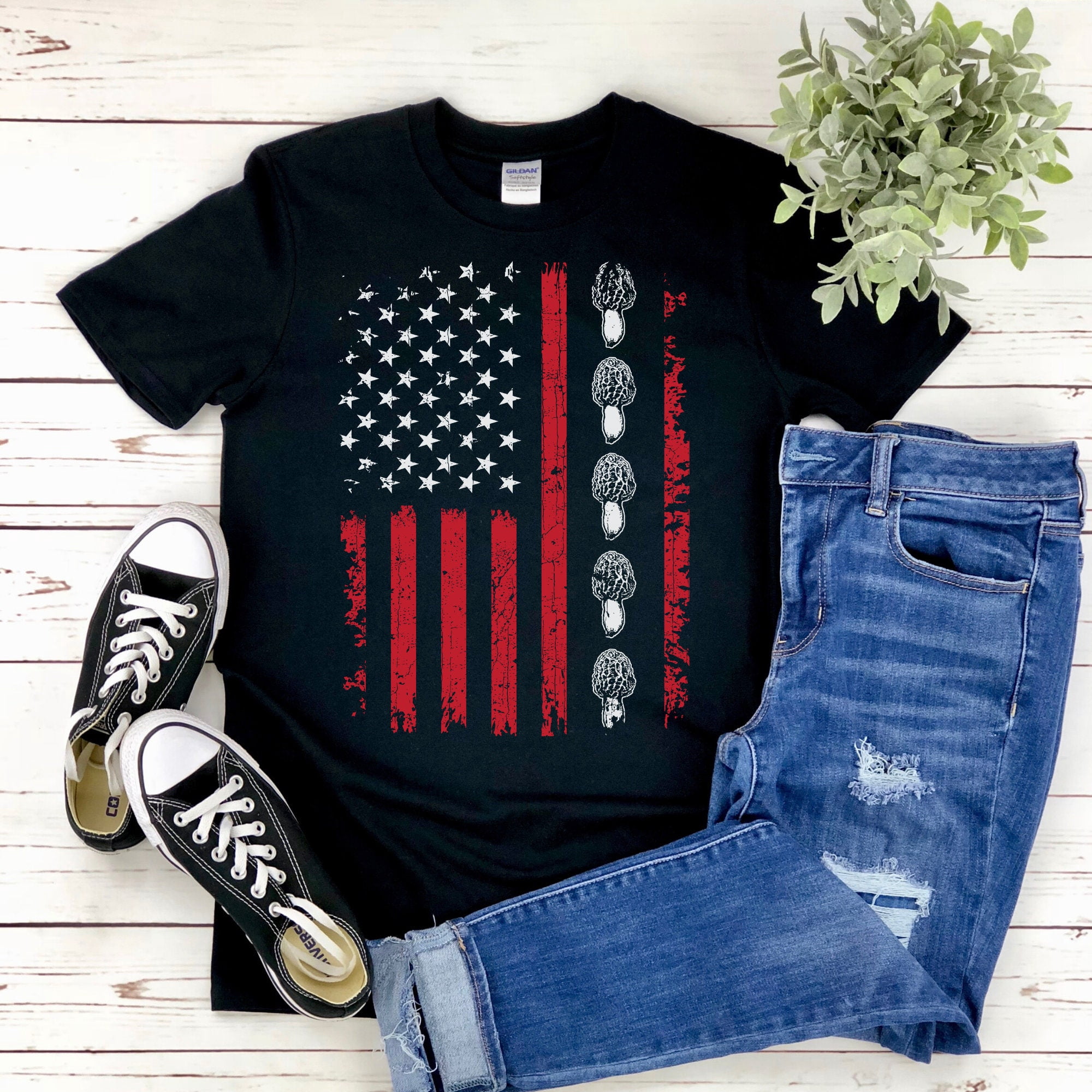 American Flag Morels Tshirt Foraging T Shrooming Morels Mushroom