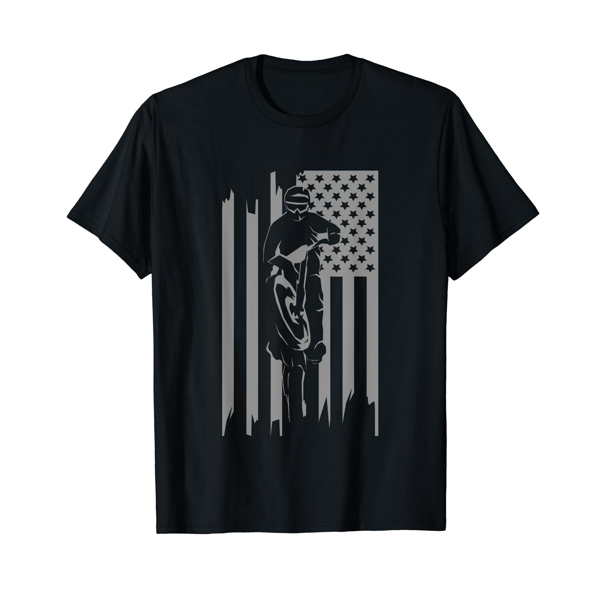American Flag Motocross Apparel - Motocross Dirt Bike T-Shirt Black Tee - Walmart.com
