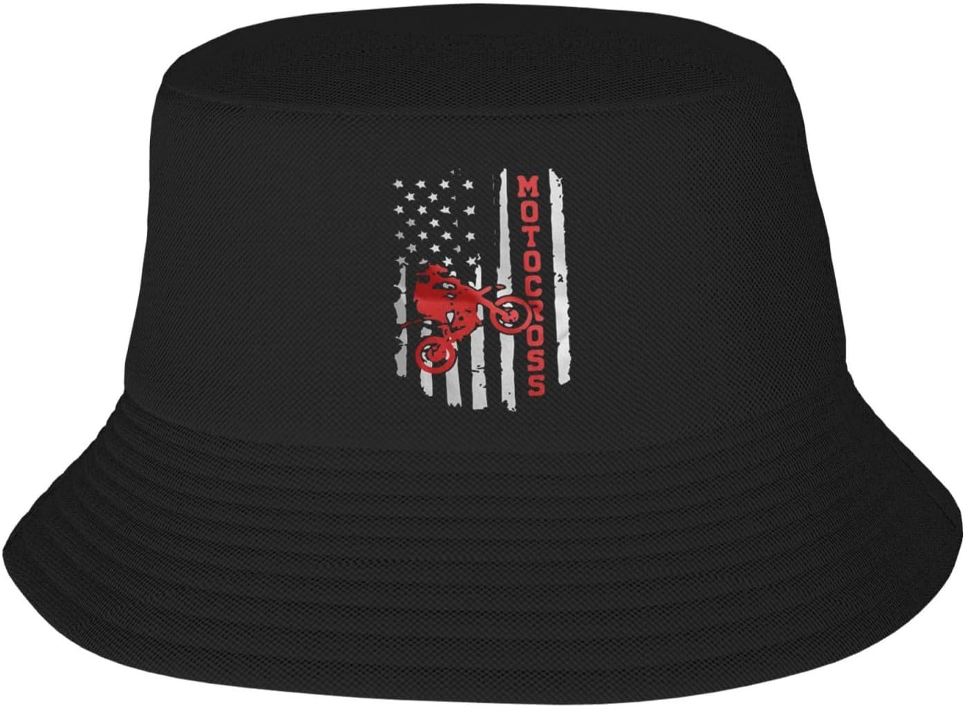 American Flag Motocross Dirt Bike Bucket Hat Reflective Foldable Beach ...
