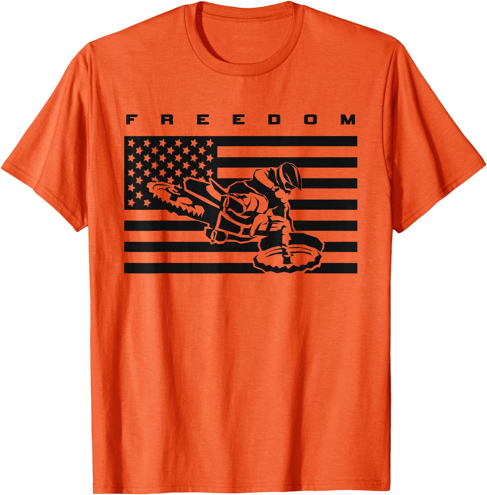 American Flag Motocross Dirt Bike Softstyle Unisex T-Shirt,Orange Color ...