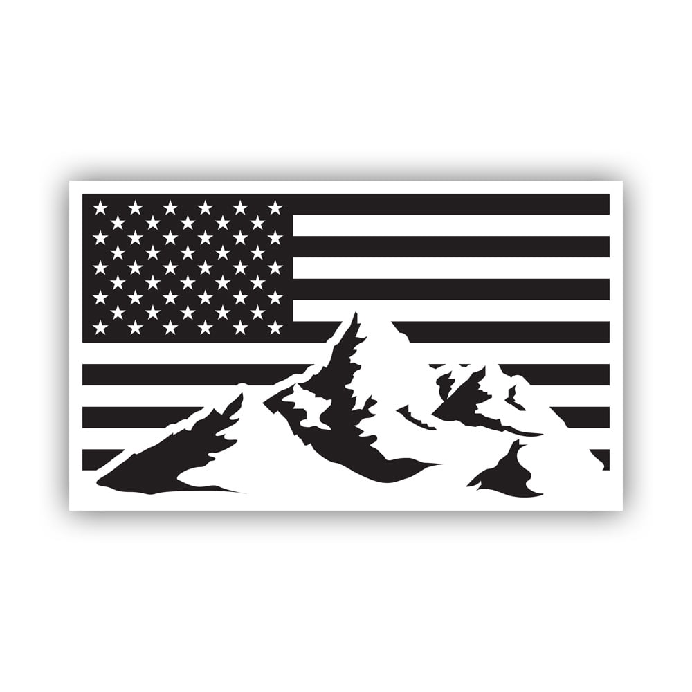 American Flag Mountain Sticker Decal - Self Adhesive Vinyl ...