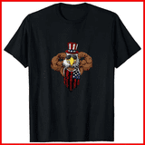 American Flag Muscular Spotted Bending Uncle Sam Gym Slogan Unisex T ...