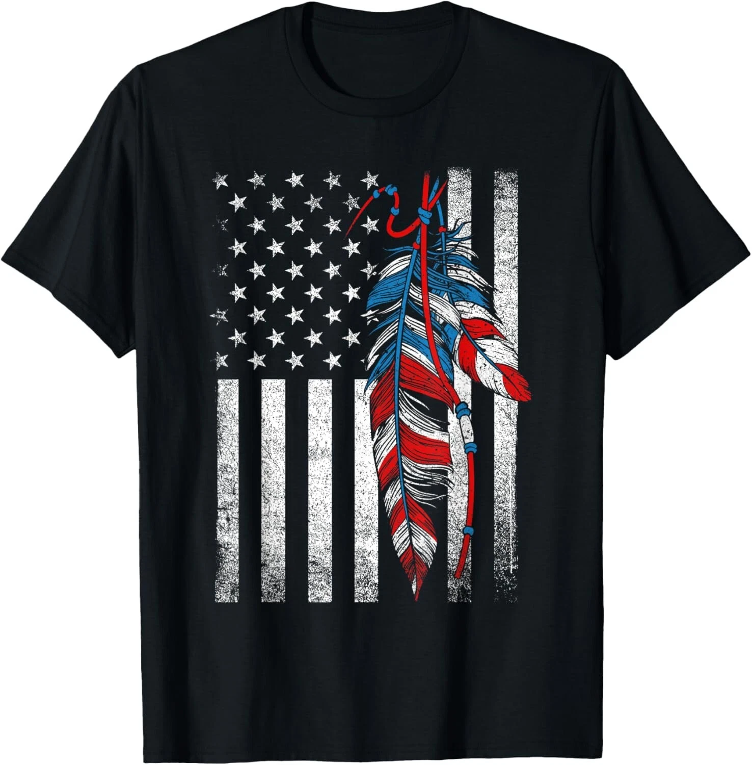 American Flag Native Feather Indigenous Pride Gift Unisex T-Shirt, up ...