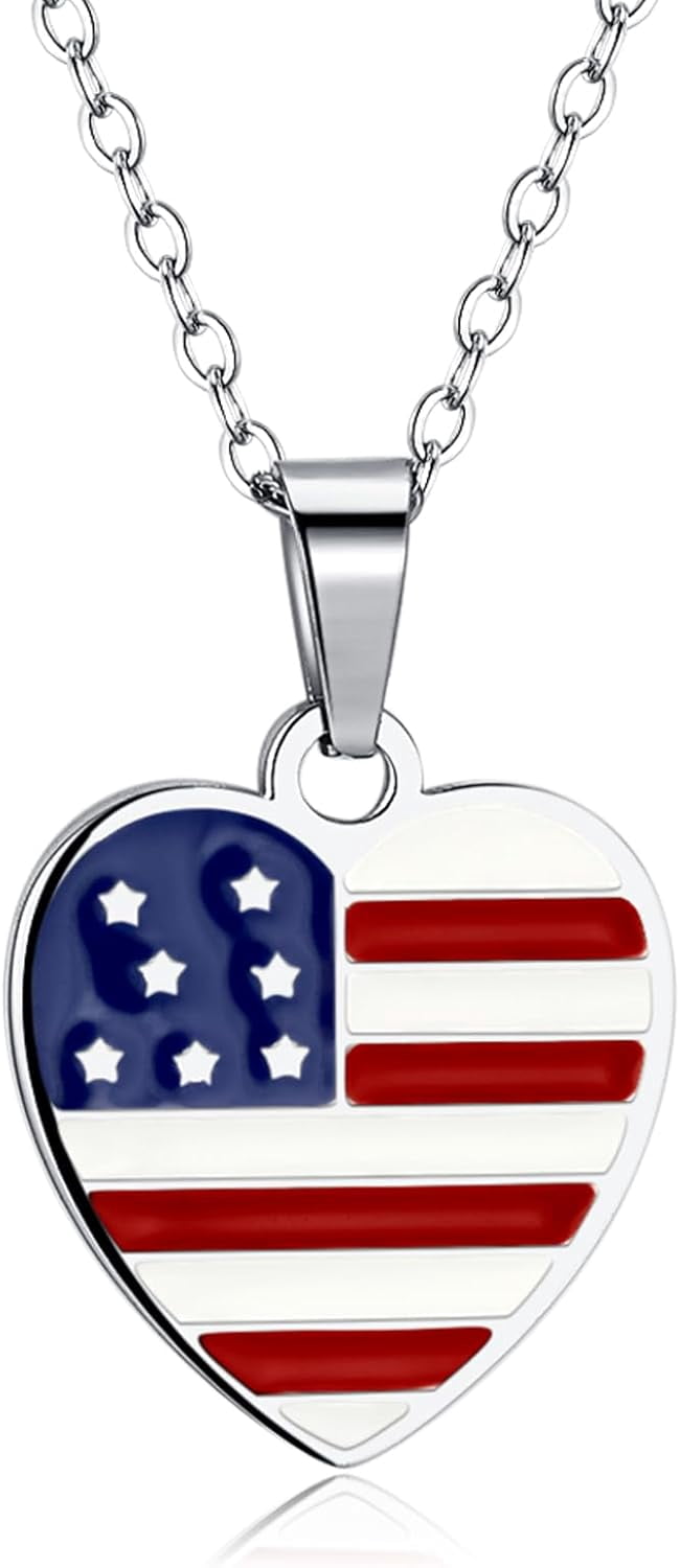 American Flag Necklace for Women, Patriotic Necklace 4th of July ...