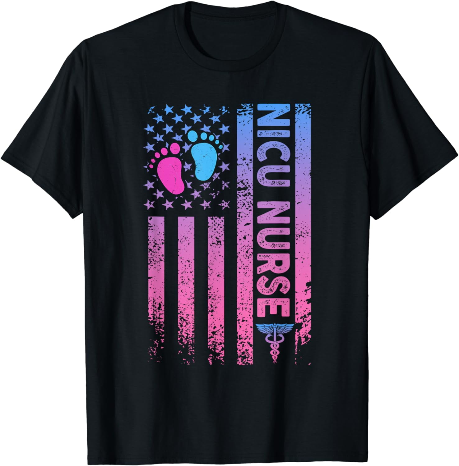 American Flag Neonatal Nursing Student Patriotic Nicu Nurse T-Shirt ...