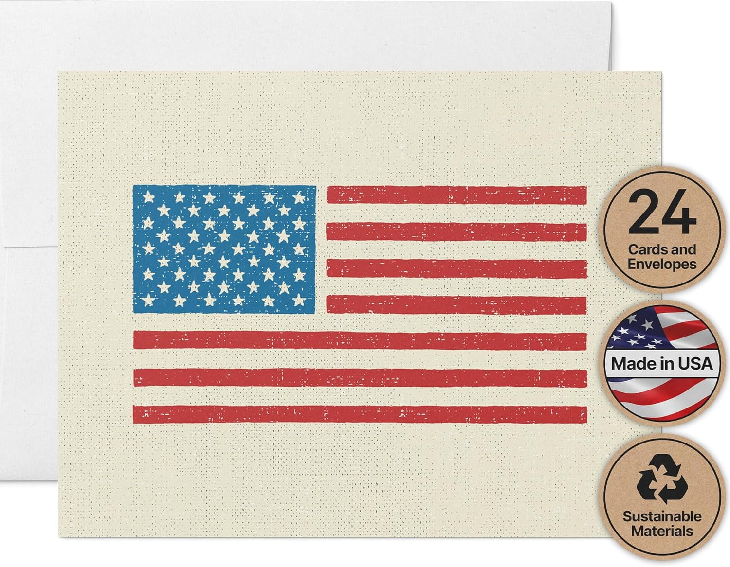 American Flag Note Cards, 12-Count, 5.5 x 4.25 in, Ideal for Memorial ...