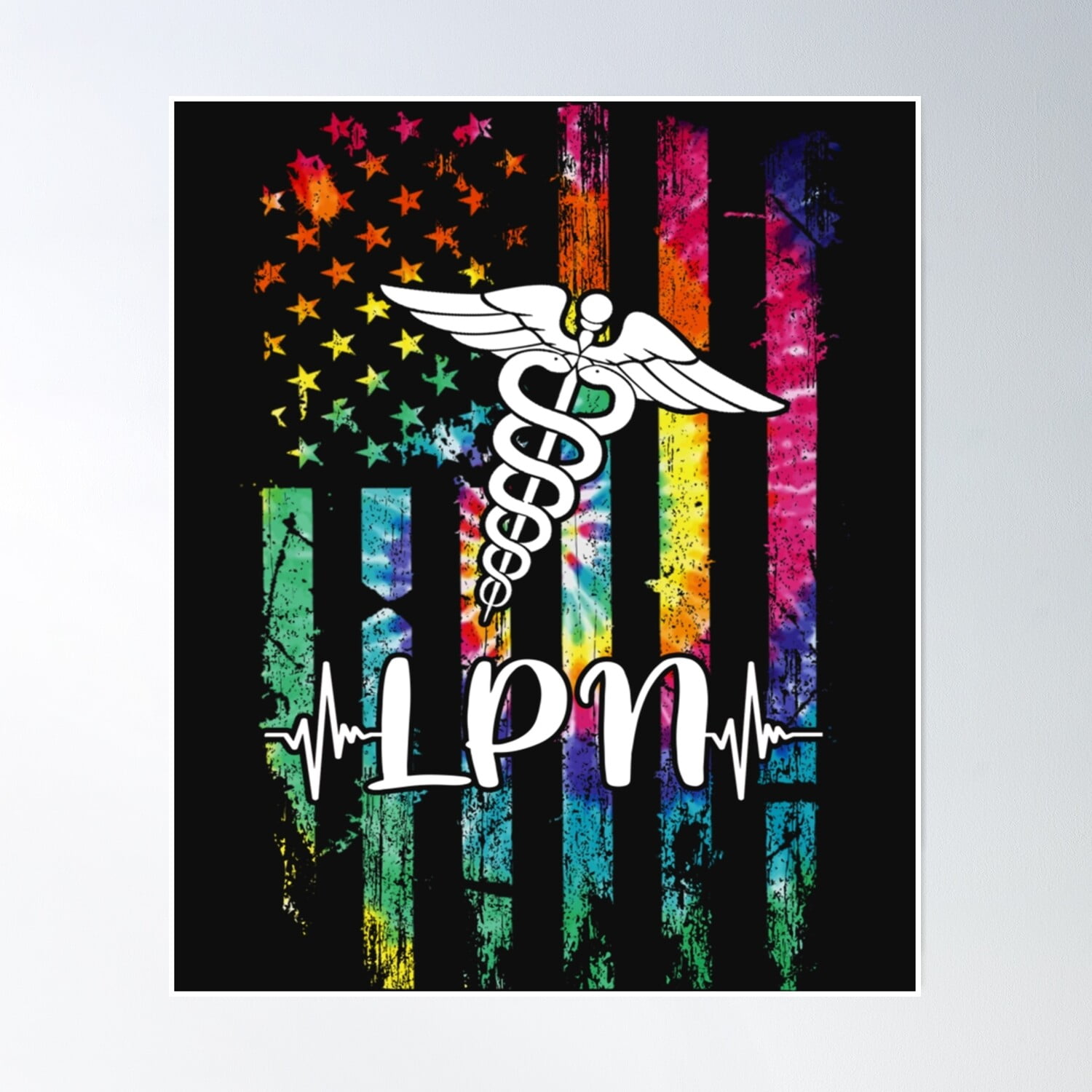 American Flag Nursing Tie Dye Lpn Nurse Day Poster Wall Art, Modern ...