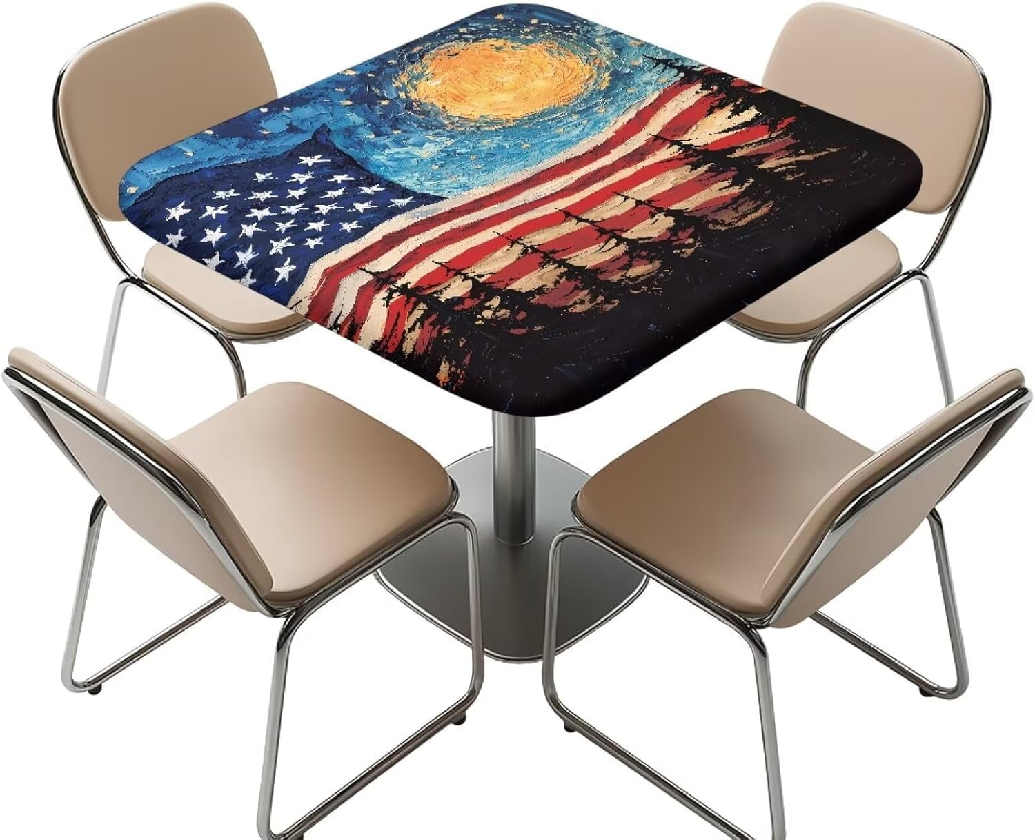 American Flag Oil Painting Square Fitted Tablecloth 36 x 36 Inch ...