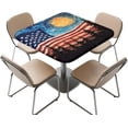 American Flag Oil Painting Square Fitted Tablecloth 36 x 36 Inch ...