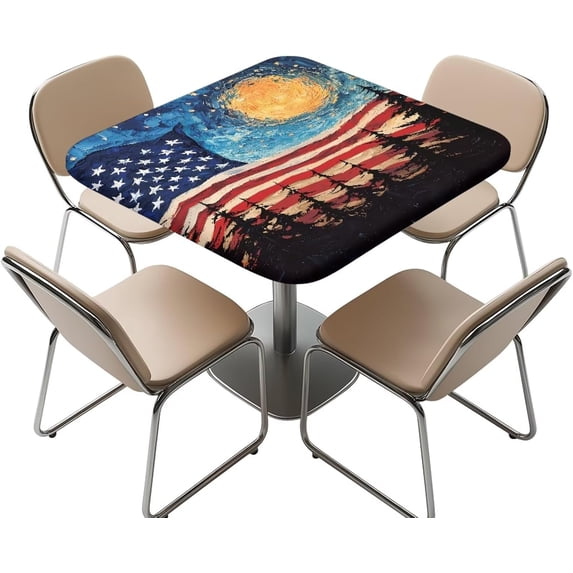 American Flag Oil Painting Square Fitted Tablecloth 36 x 36 Inch ...