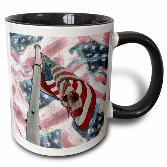 3drose, American Flag on Pole, 15oz Two-tone Black Mug - Walmart.com