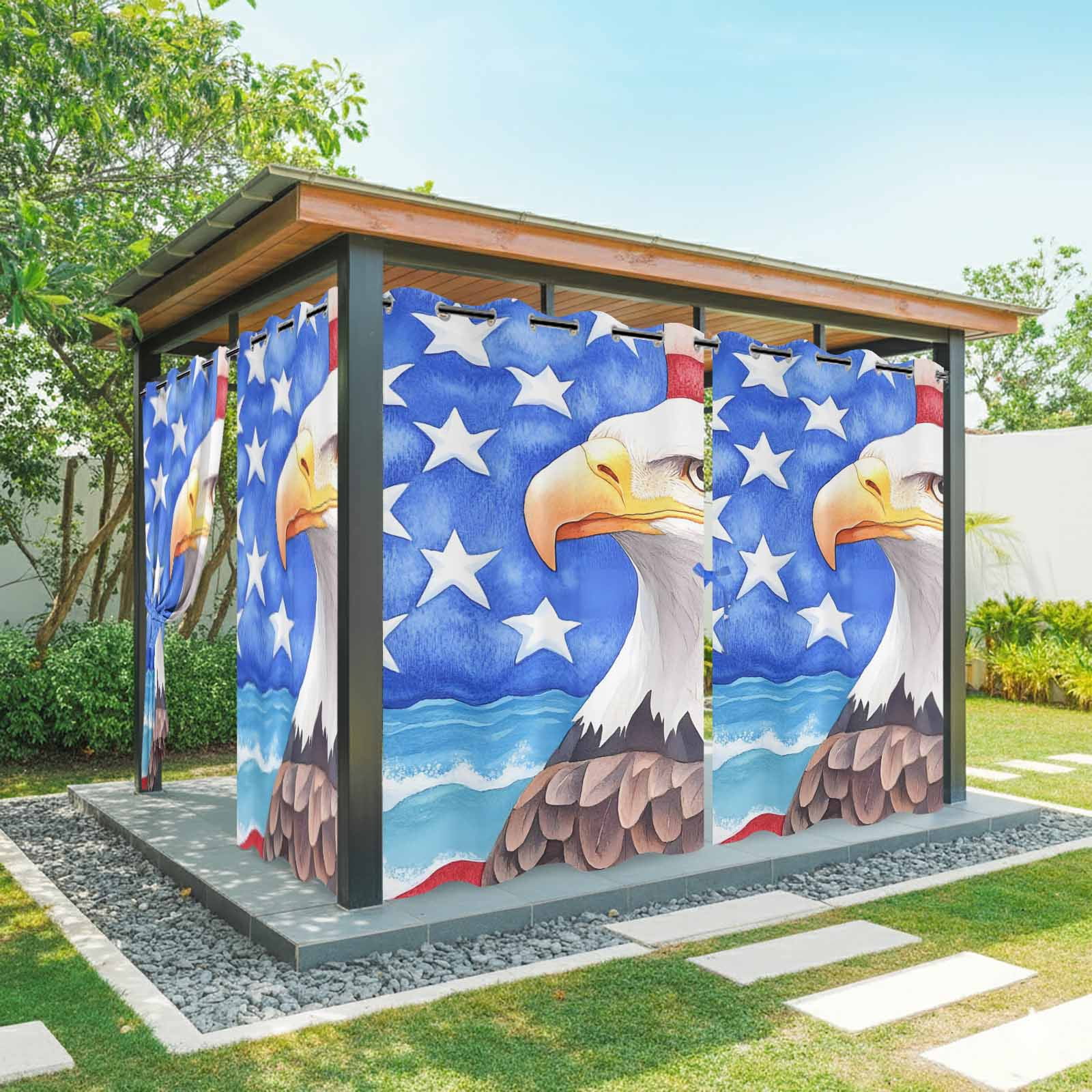 American Flag Outdoor Curtains for Patio Waterproof,Windproof Privacy ...