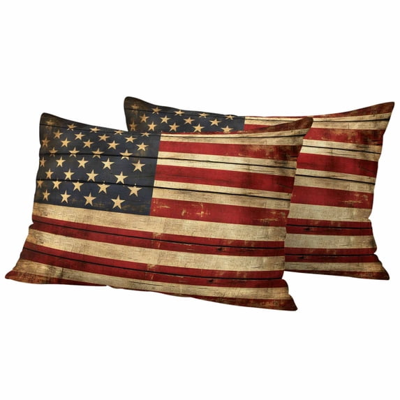 American Flag Outdoor Pillow Covers 20"x12" Set of 2,Waterproof Throw ...