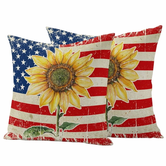 American Flag Outdoor Pillow Covers 20"x20" Set of 2, Waterproof Throw ...