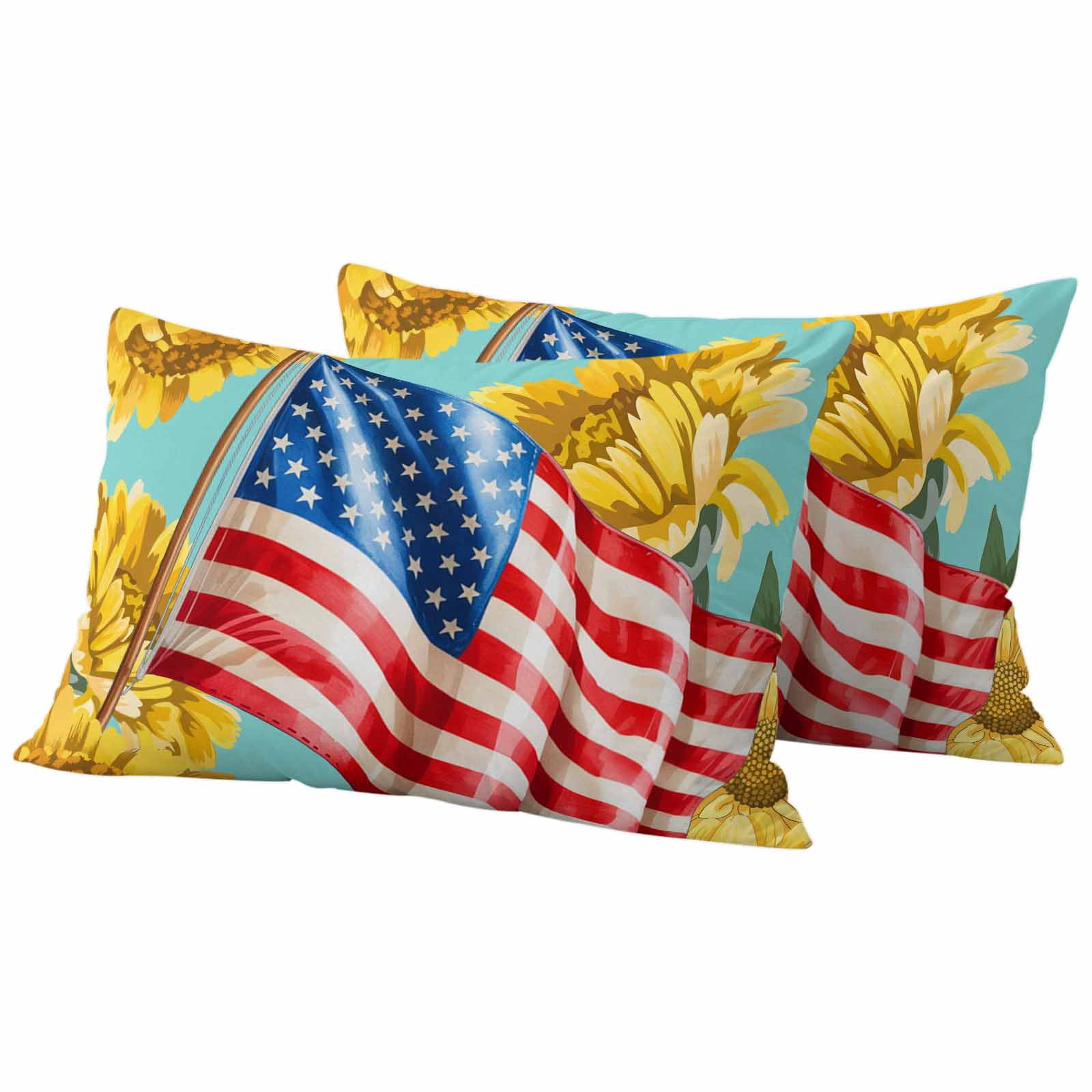 American Flag Outdoor Pillow Covers Set of 2 Vintage Yellow Dasiy ...