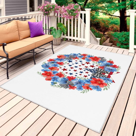 American Flag Outdoor Rug for Patio/Deck/Porch, Non-Slip Large Area Rug ...