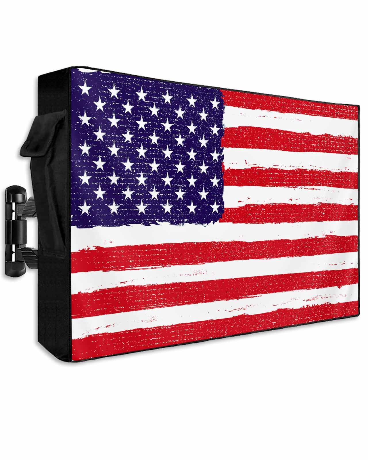 American Flag Outdoor TV Cover 40 to 43 Inch Weatherproof, Retro Rustic ...
