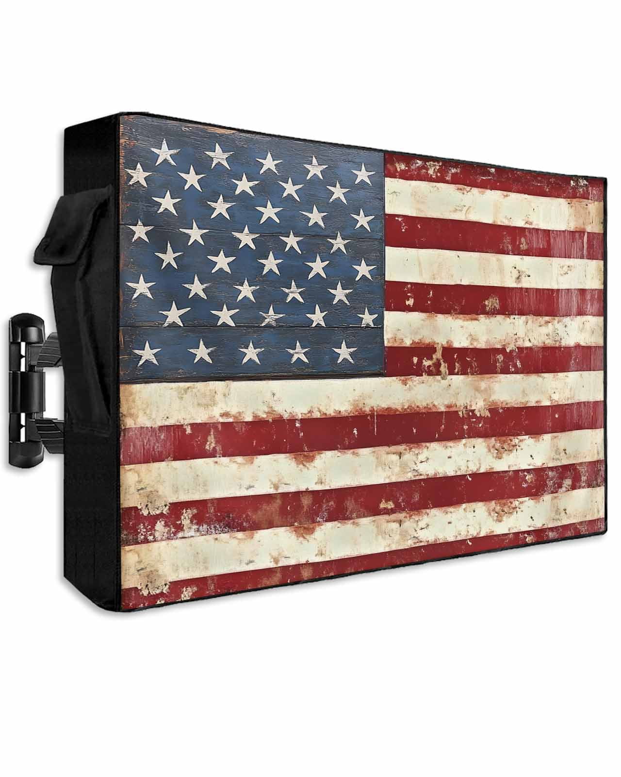 American Flag Outdoor TV Cover 60 to 65 Inch Weatherproof, Vintage Blue ...