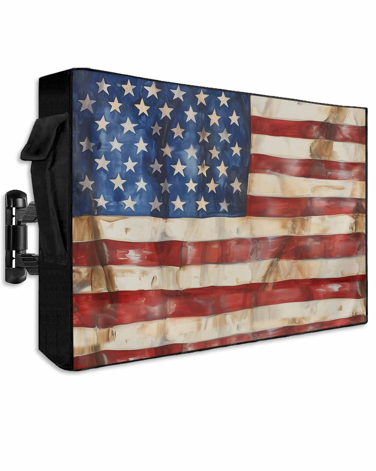 American Flag Outdoor TV Cover 60 to 65 Inch Weatherproof, Watercolor ...