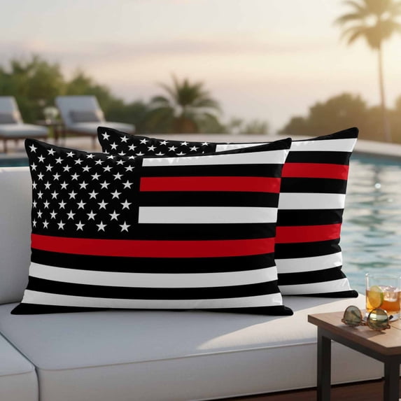 American Flag Outdoor Throw Pillow Covers Set of 2, Retro USA Flag Red ...