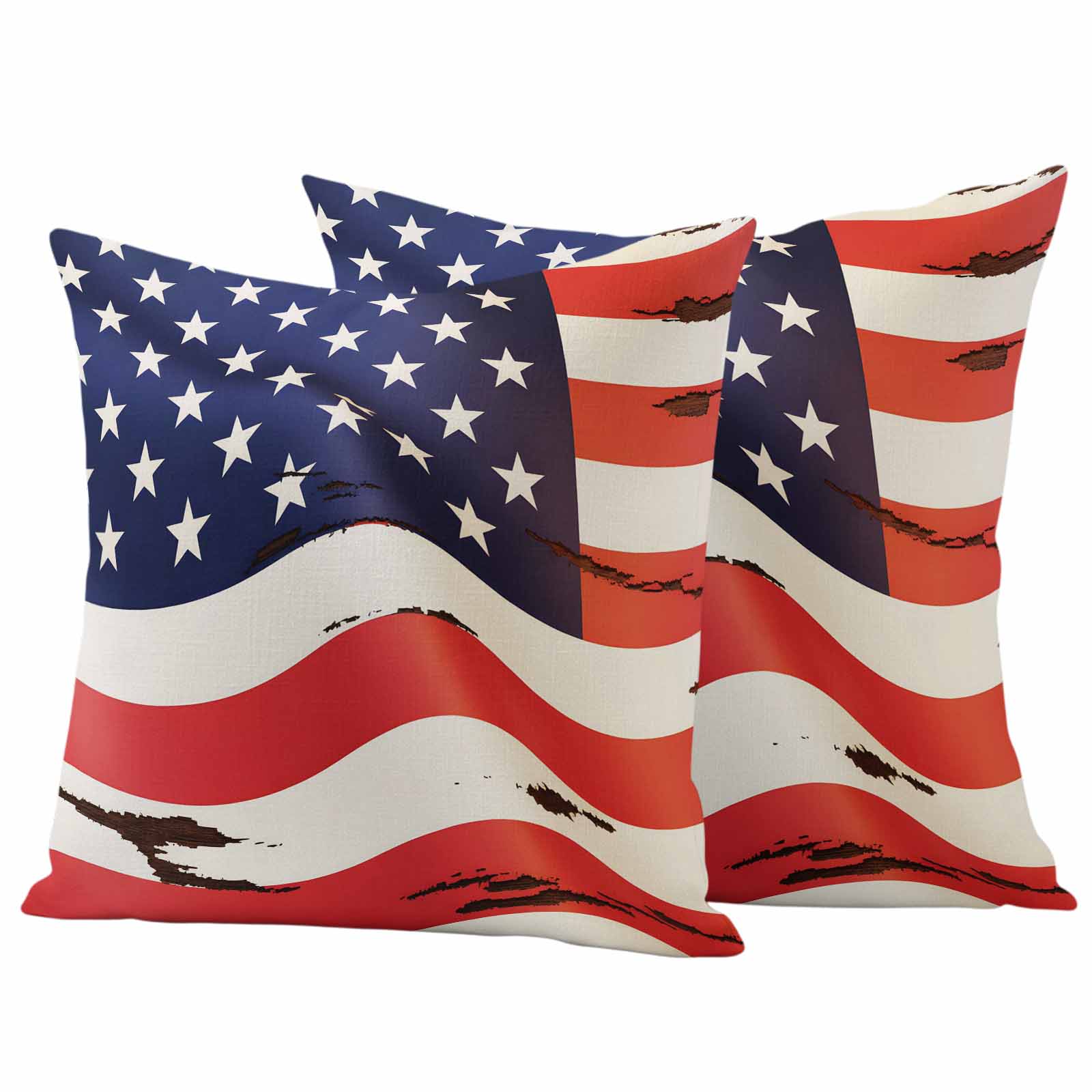 American Flag Outdoor Waterproof Pillow Covers, Red Blue USA Flag ...