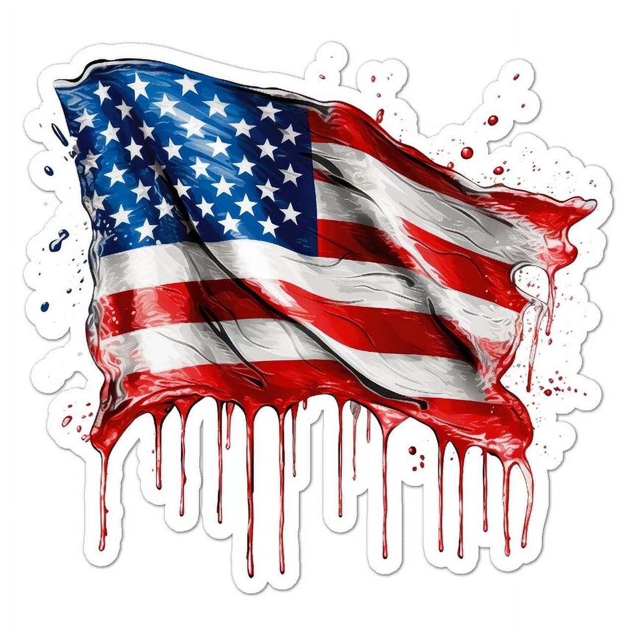 American Flag Paint Drip Sticker Indoor Outdoor Phone Decal Water ...