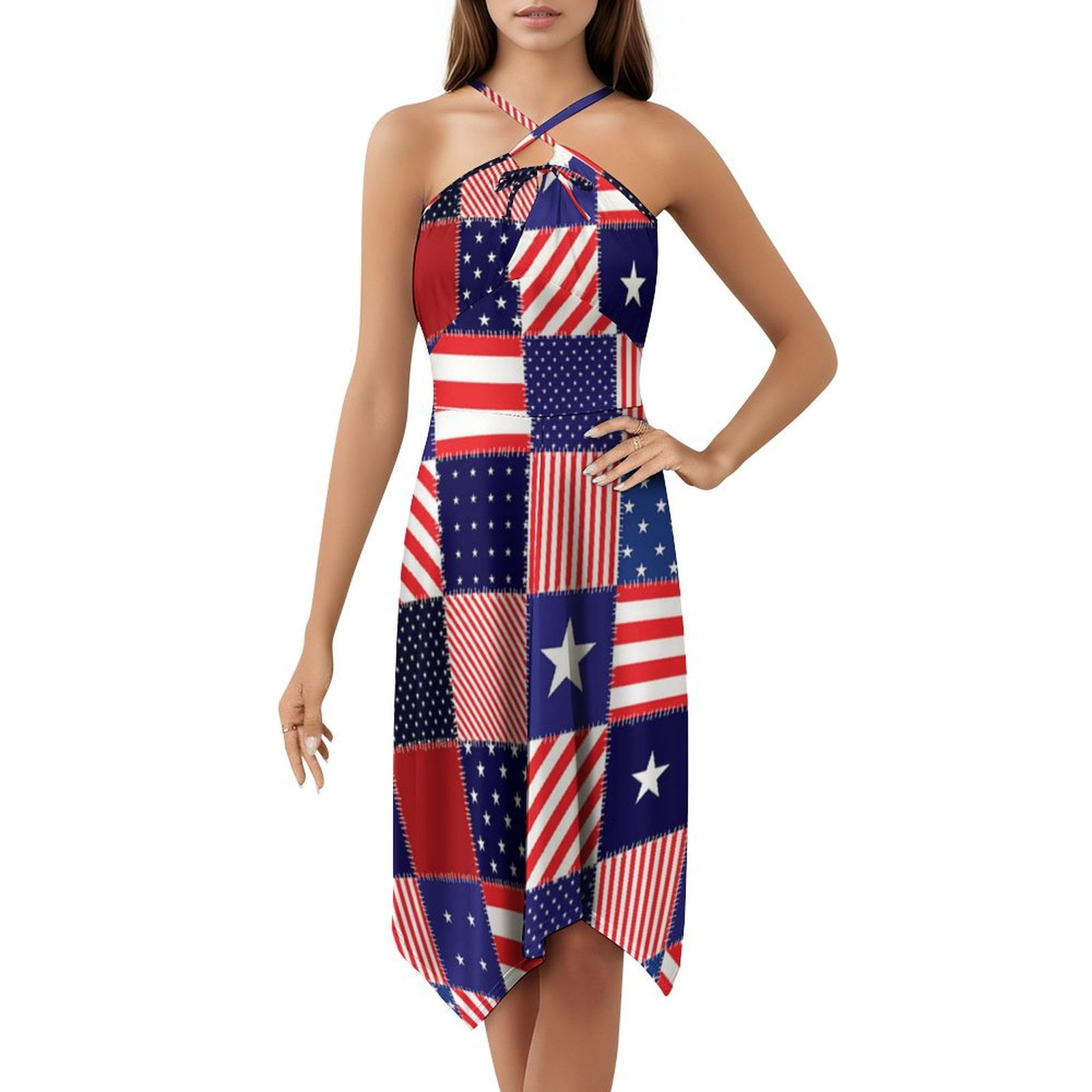 American Flag Painting Brush Style Dress Elegant Party Dresses Evening ...