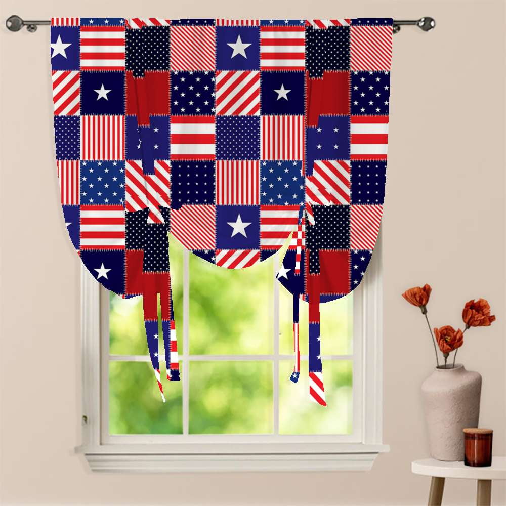 American Flag Painting Brush Style Window Curtain for Living Room Roman ...