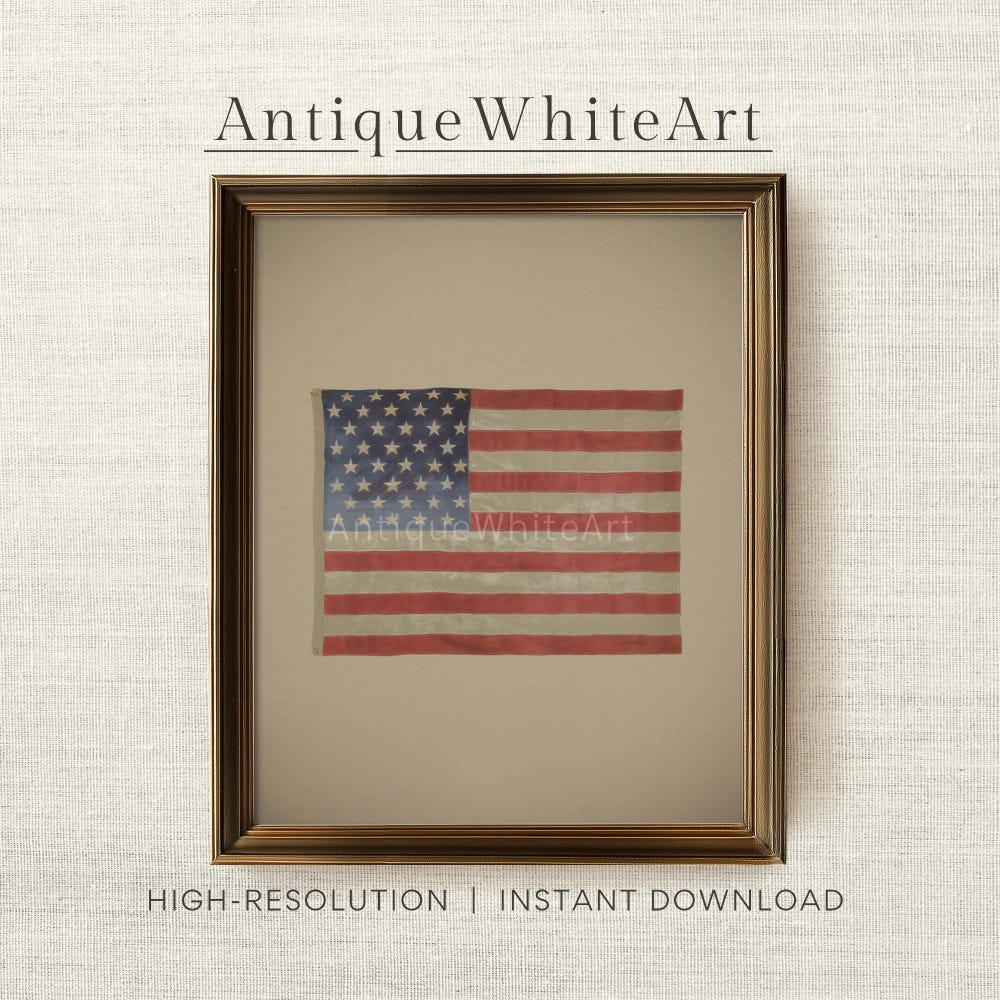 American Flag Painting Vintage Independence Day Art 4Th Of July Print ...