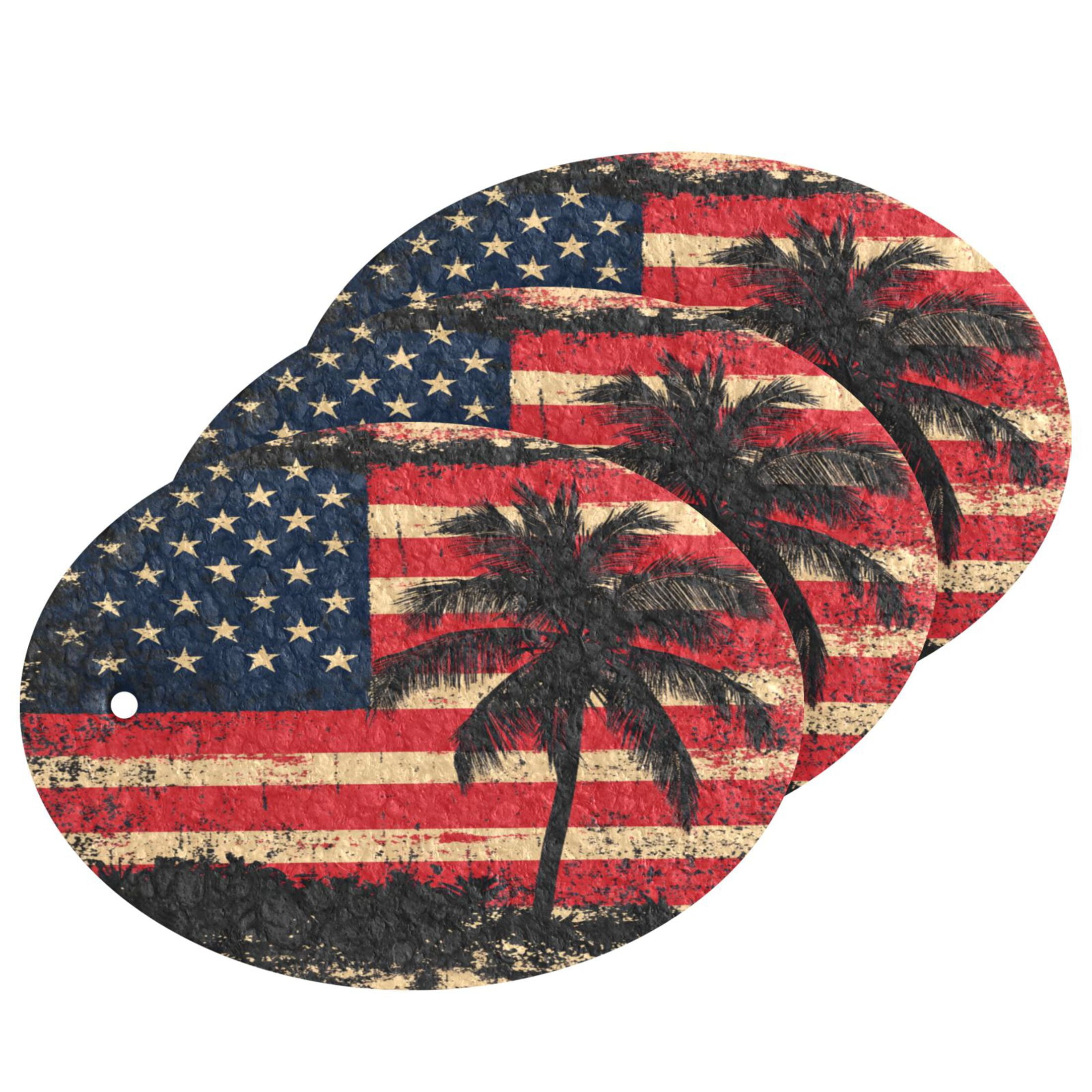 American Flag with Palm Trees 3 Pack Dish Sponges Bulk Natural Sponges ...