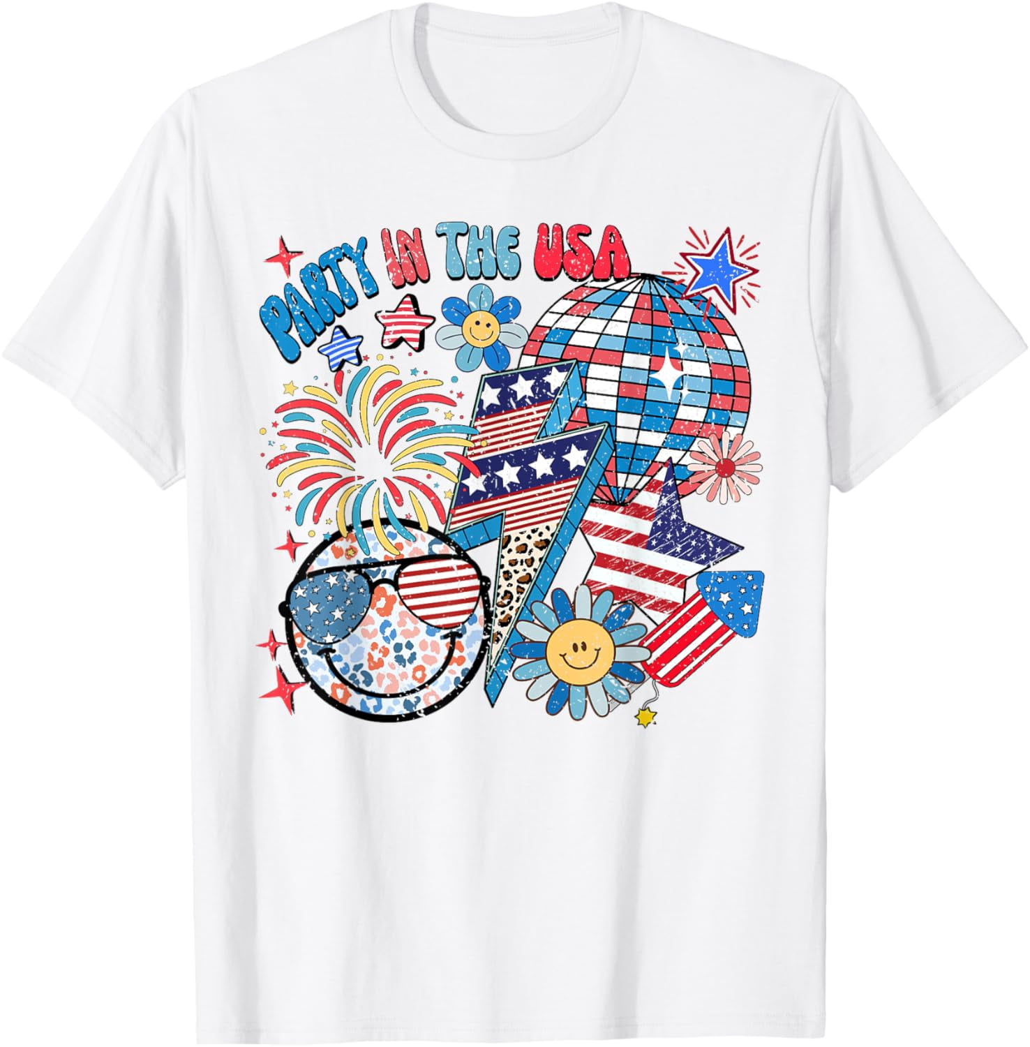 American Flag Party In Usa 4Th July Patriotic Teen Girl T-Shirt ...