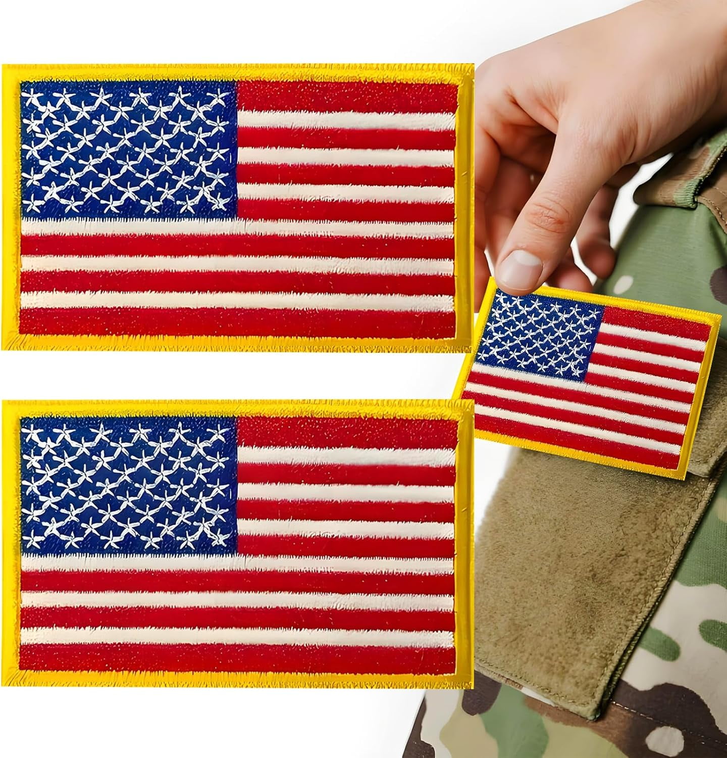 American Flag Patch Embroidered, Tactical USA Flag Patch, 2 Pcs with Hook and Loop for Backpacks ...