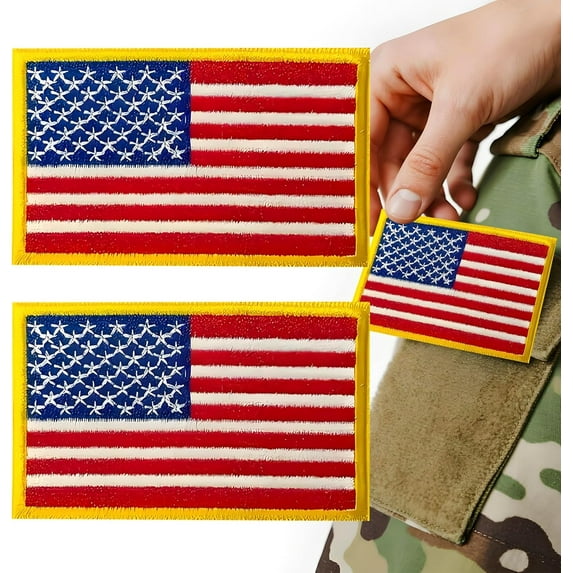 American Flag Patch Embroidered, Tactical USA Flag Patch, 2 Pcs with Hook and Loop for Backpacks ...