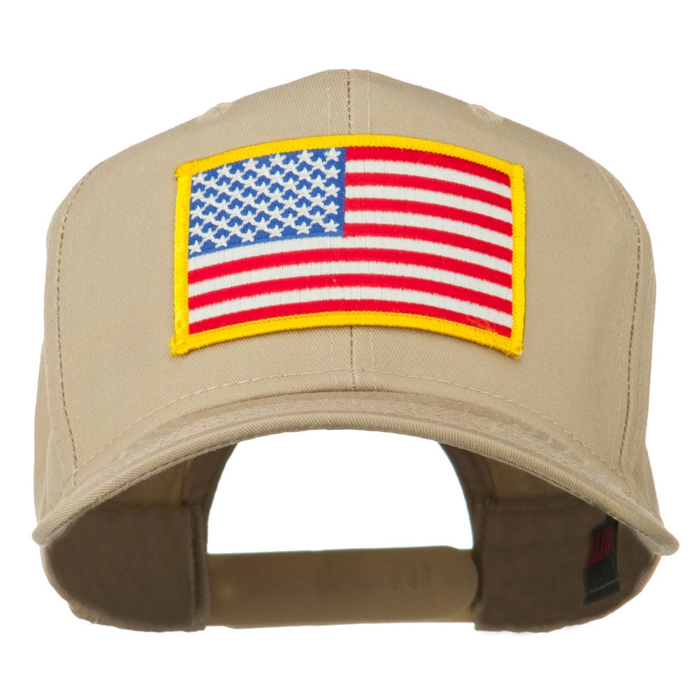 American Flag Patched High Profile Cap - Khaki OSFM - Walmart.com