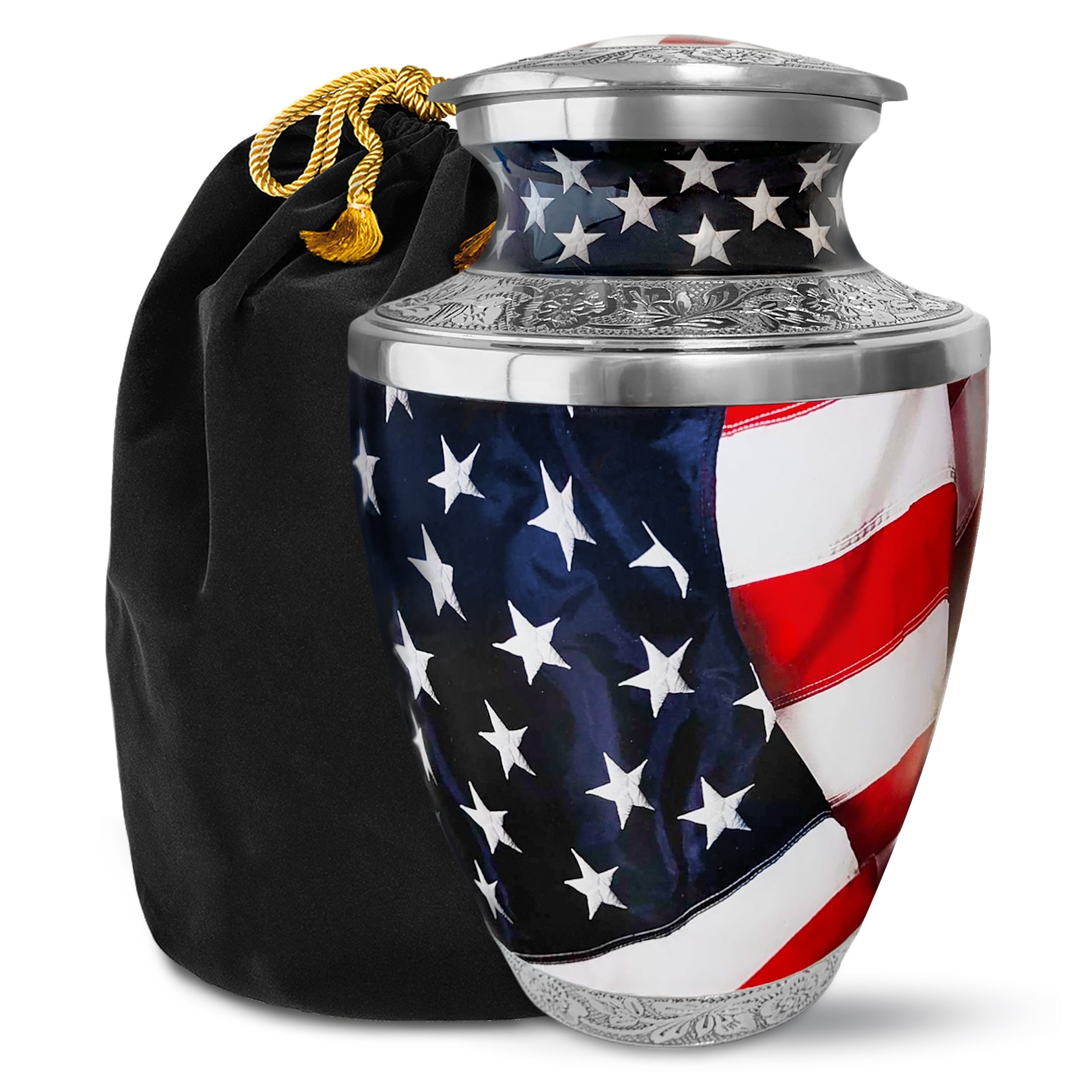 American Flag Cremation Urn for Human Ashes – Patriotic Memorial Urn ...