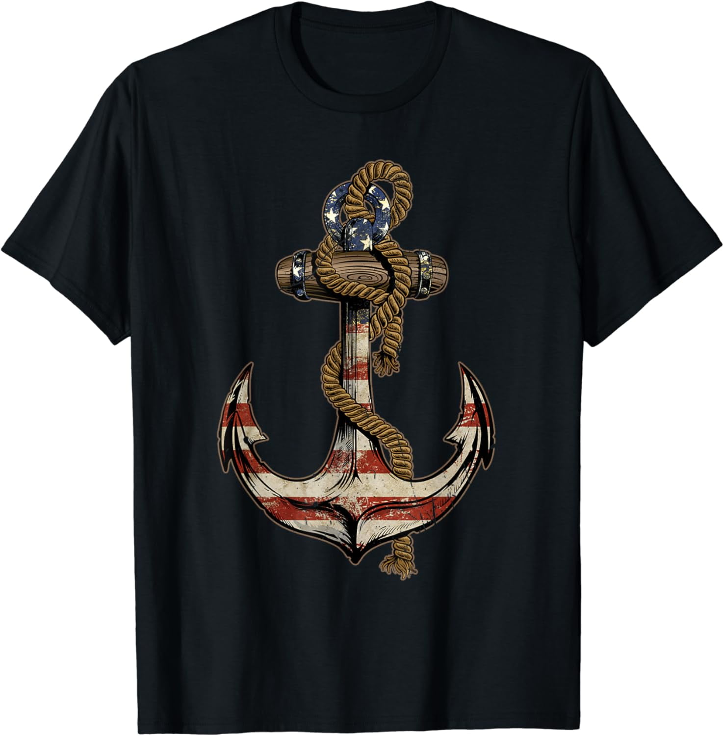 American Flag Patriotic Anchor - Memorial Day 4Th Of July T-Shirt ...