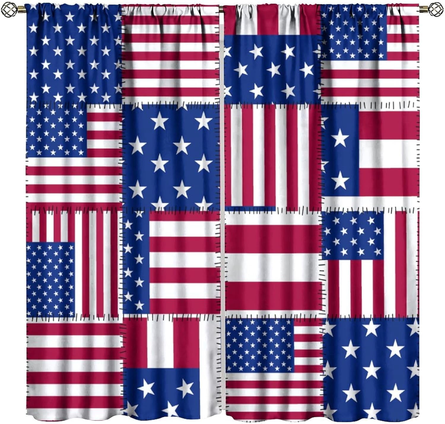 American Flag Patriotic Blackout Curtains, 4th of July Abstract ...