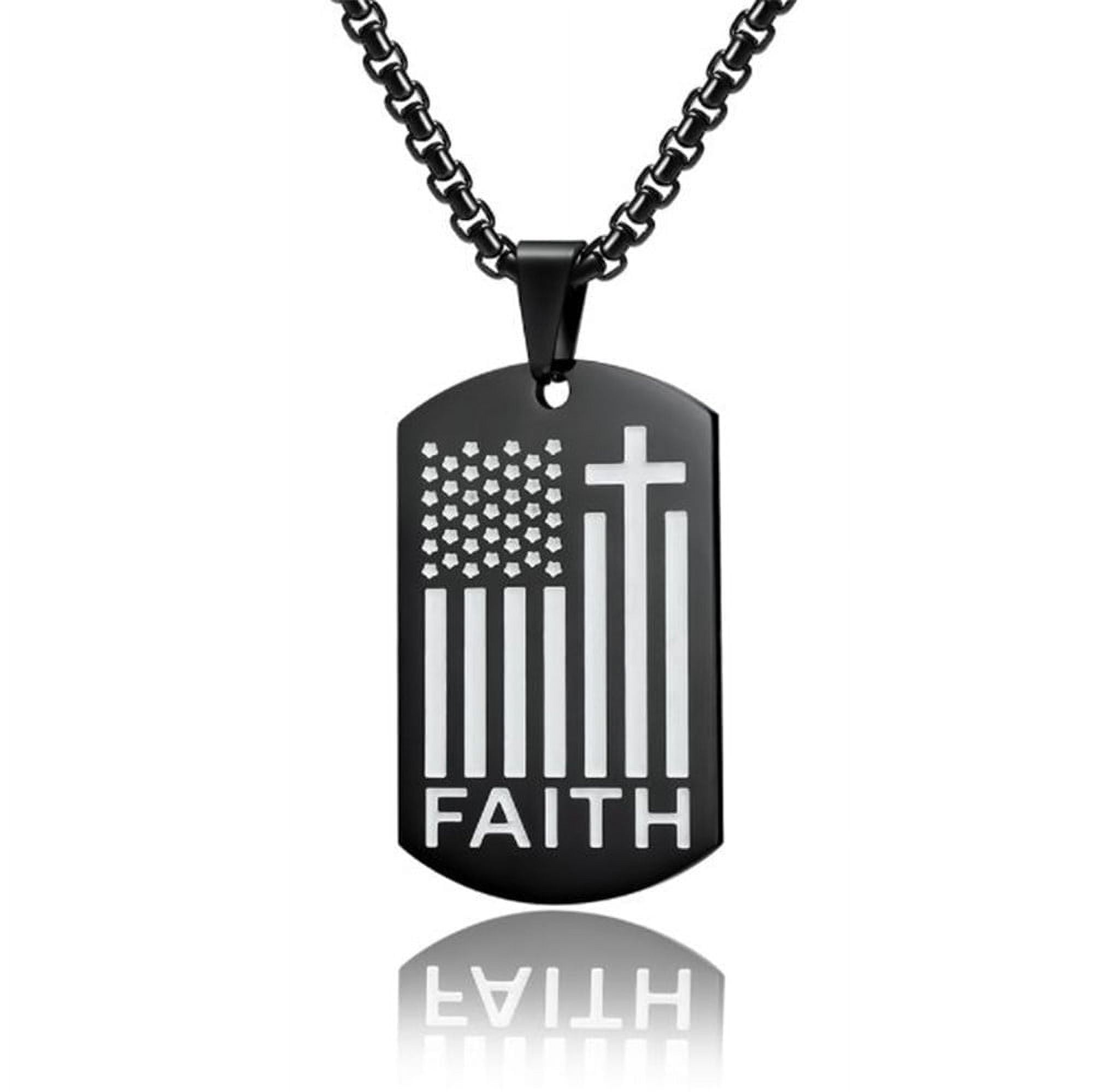 American Flag Patriotic Cross Dog Tag for Men ,Stainless Steel ...