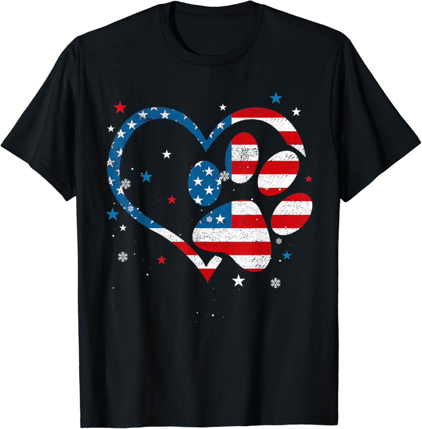 American Flag Patriotic Dog & Cat Paw Print - 4Th Of July T-Shirt ...