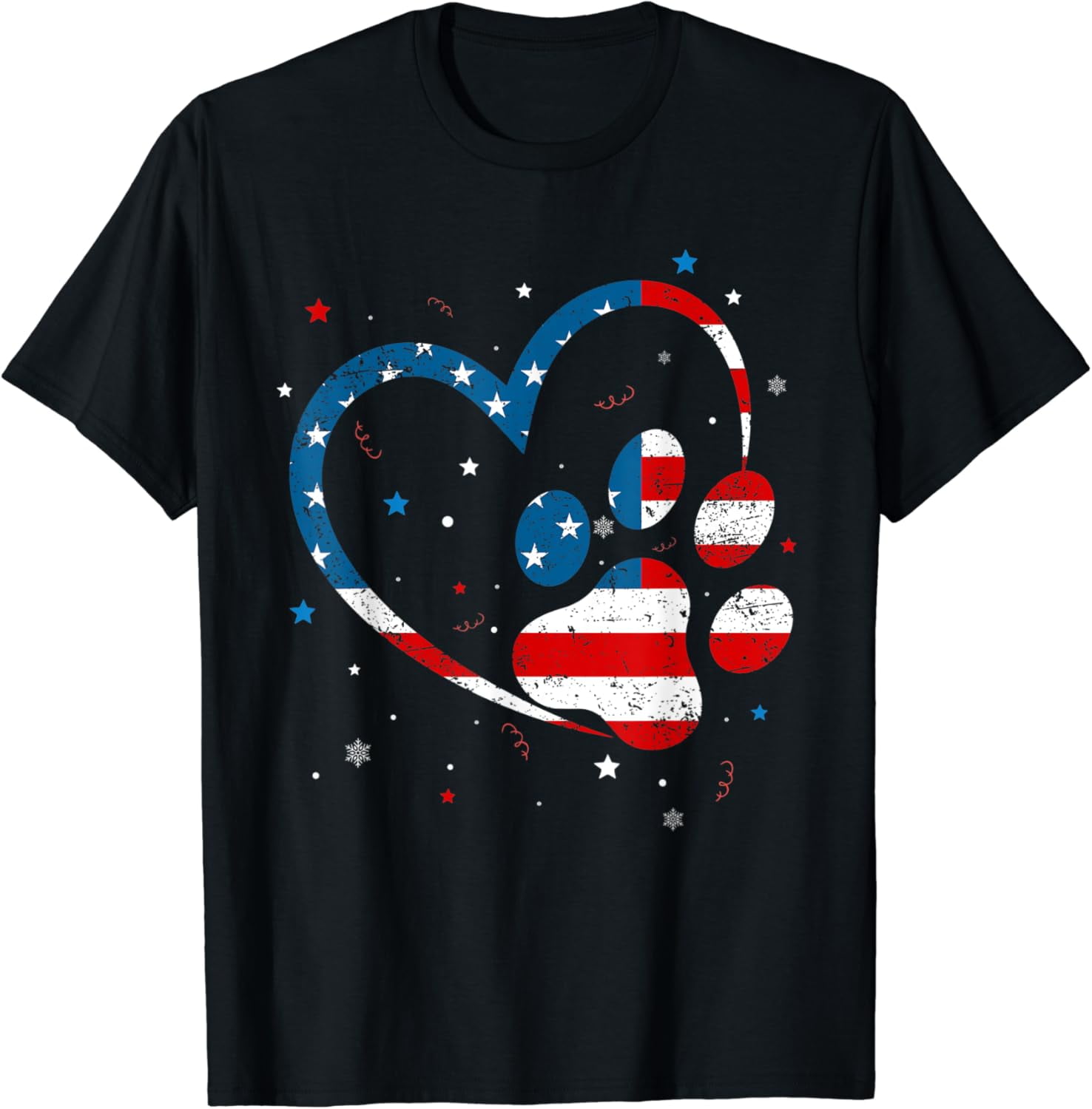 American Flag Patriotic Dog & Cat Paw Print - 4Th Of July T-Shirt ...