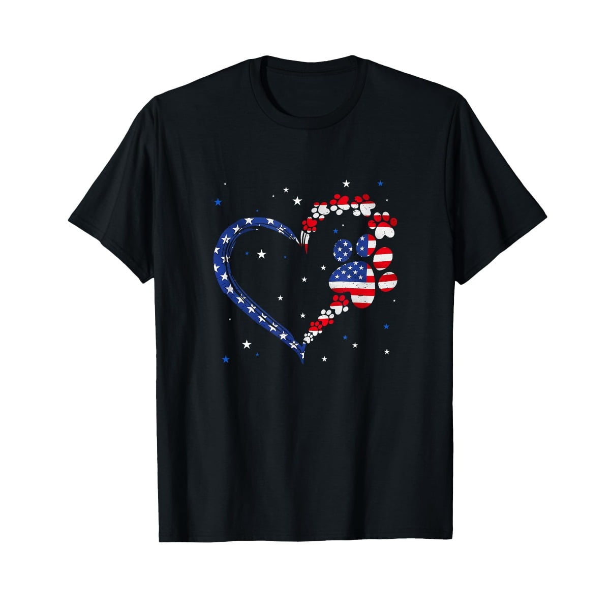 American Flag Patriotic Dog Cat Paw Print 4Th Of July T-Shirt - Walmart.com