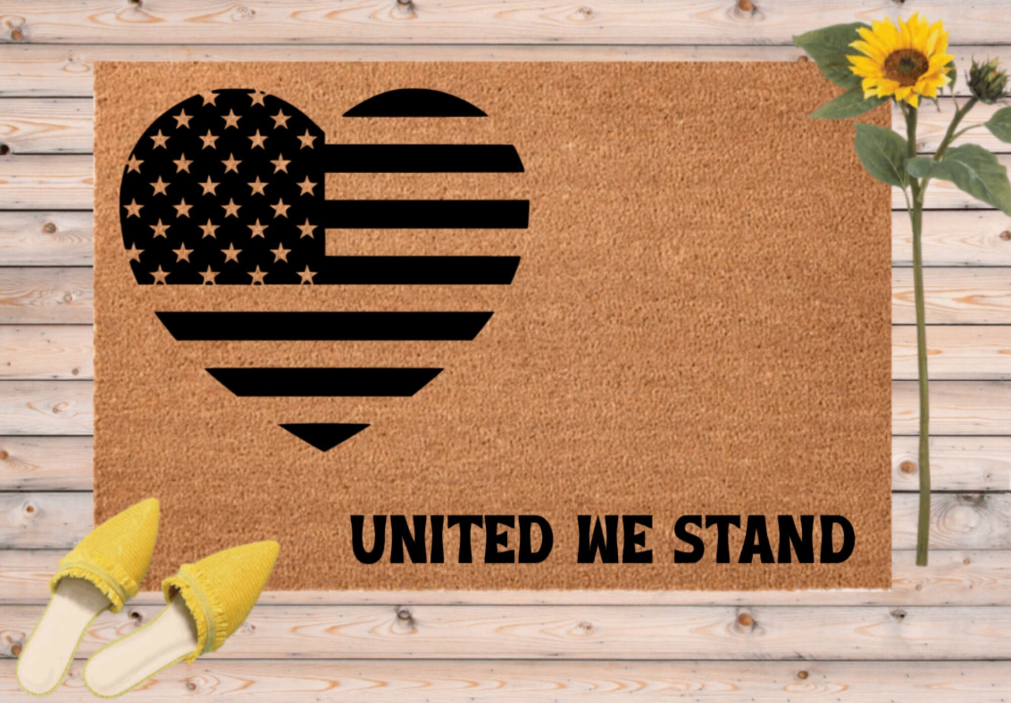 American Flag Patriotic Door Mat, United We Stand Doormat, America Mat ...
