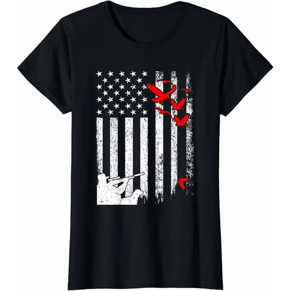 American Flag Patriotic Duck Hunting Waterfowl T-Shirt - Walmart.com