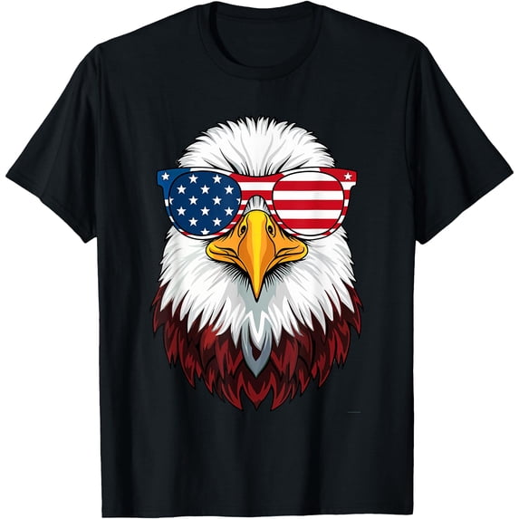 American Flag Patriotic Eagle Shirt Men Boys 4th of July T-Shirt ...