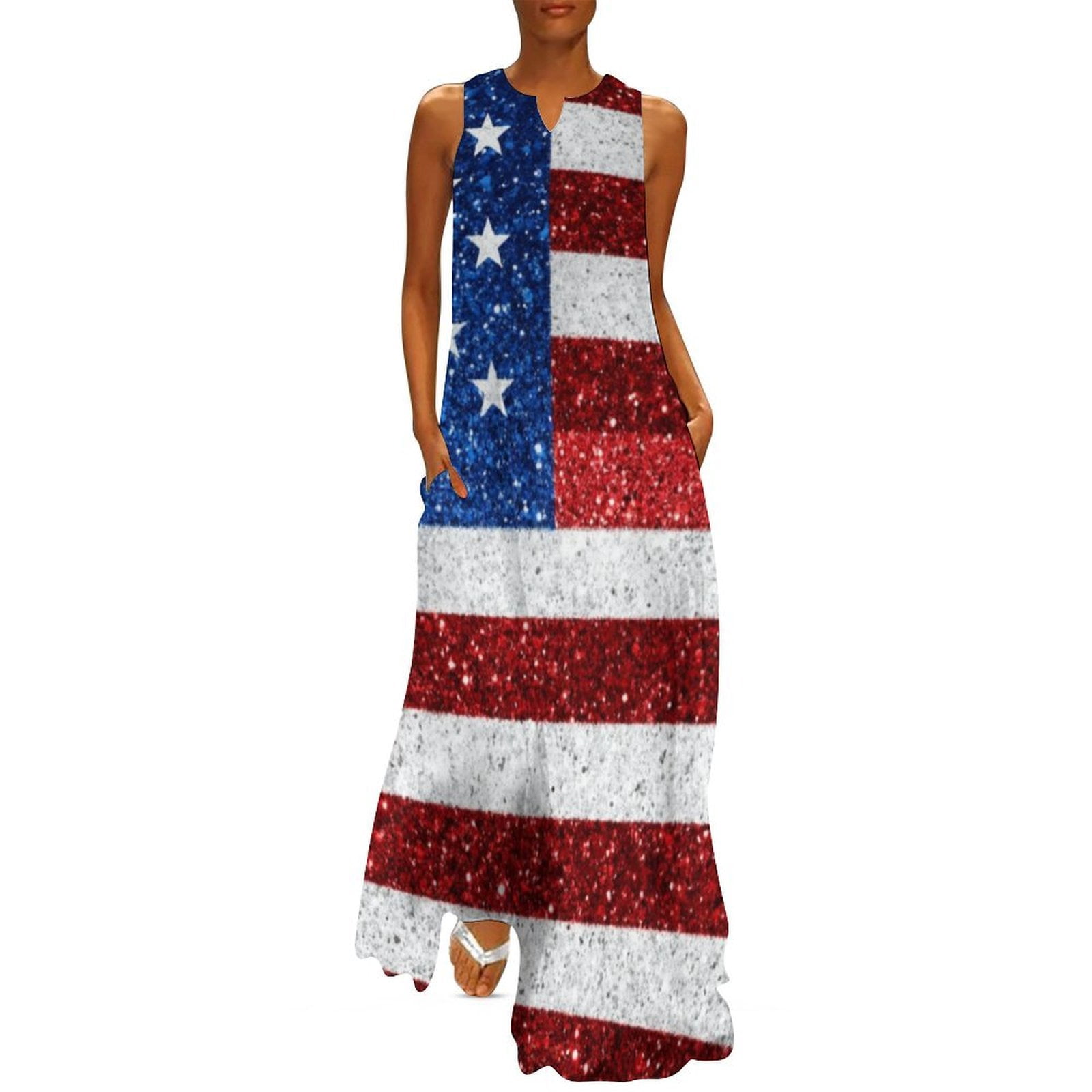 American Flag Patriotic Long Dress Women's summer dress women's evening ...